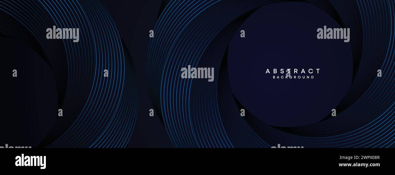 Dark Navy Blue Abstract Waving Circles Lines Technology Background ...