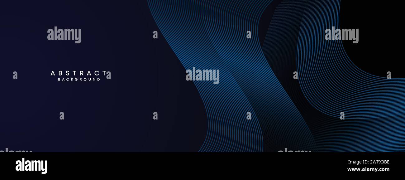 Dark Navy Blue Abstract Waving Circles Lines Technology Background ...