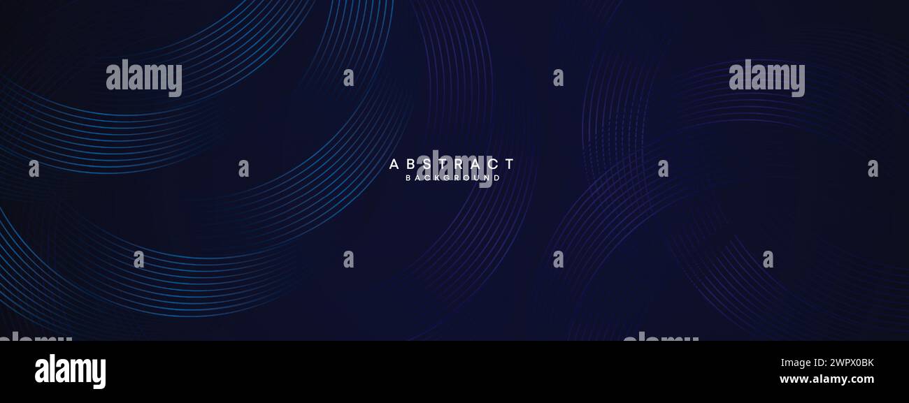Dark Navy Blue Abstract Waving Circles Lines Technology Background ...