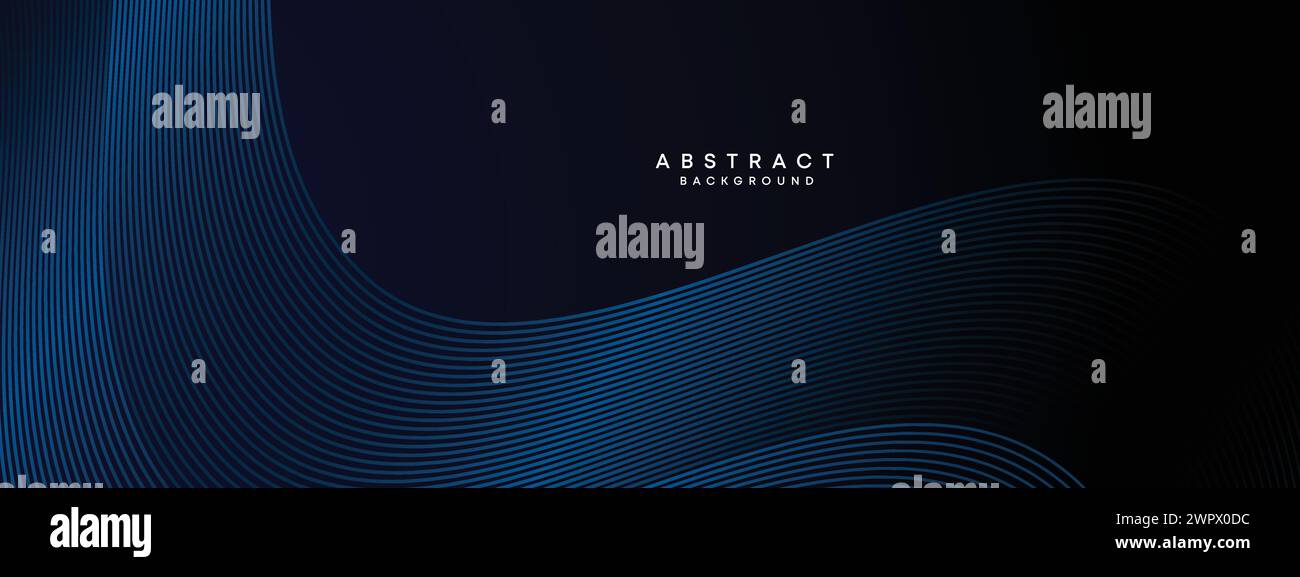 Dark Navy Blue Abstract Waving Circles Lines Technology Background ...