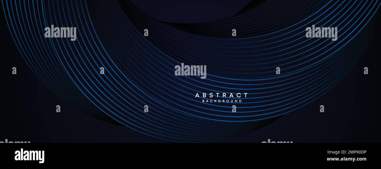 Dark Navy Blue Abstract Waving Circles Lines Technology Background ...