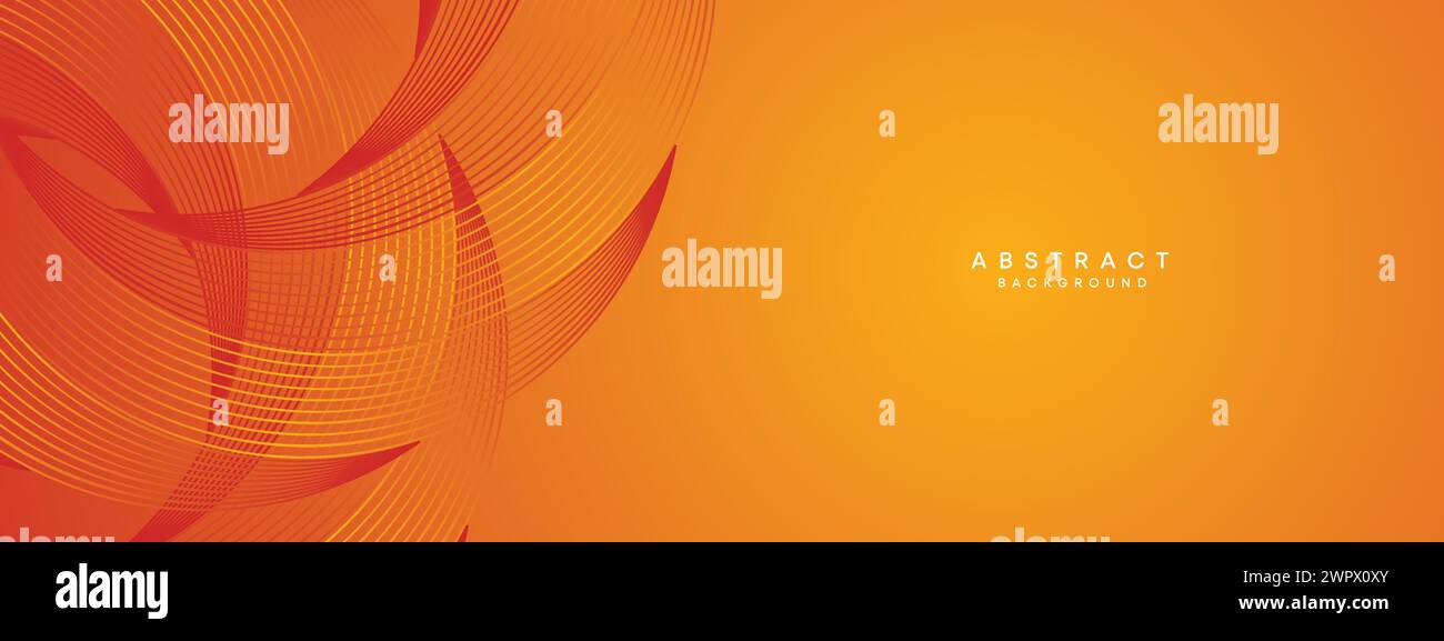Abstract Red Orange Waving Circles Lines Technology Background. Modern ...