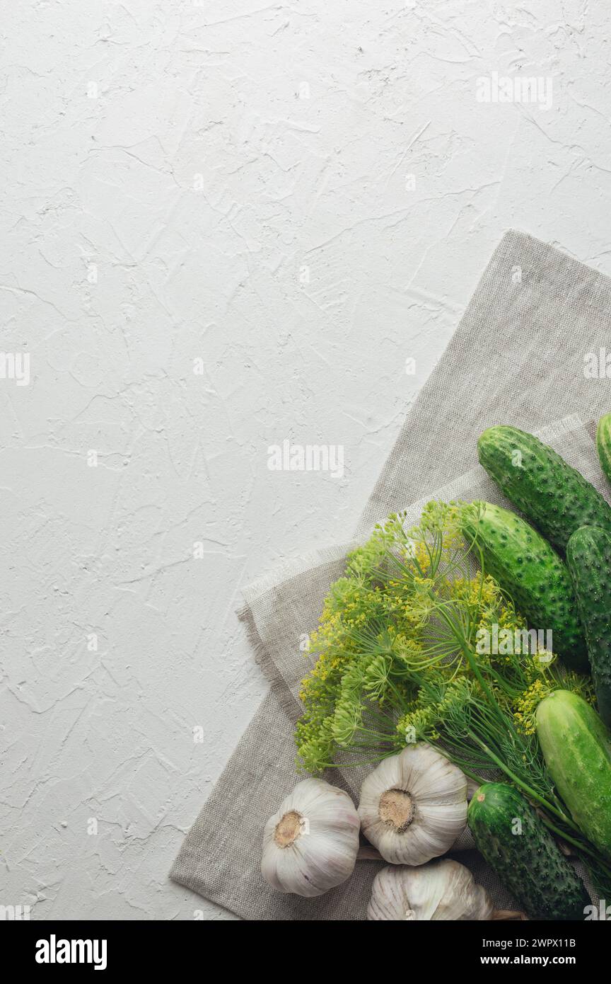 Cucumber on light concrete background.Cucumbers harvest in summer ...