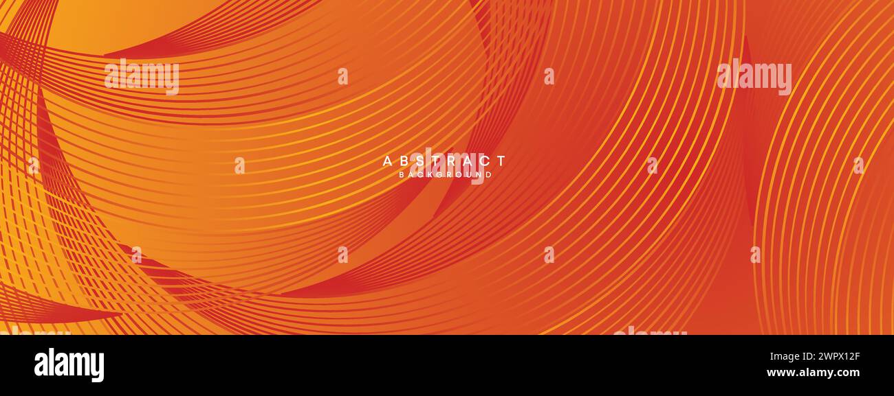 Abstract Red Orange Waving Circles Lines Technology Background. Modern ...