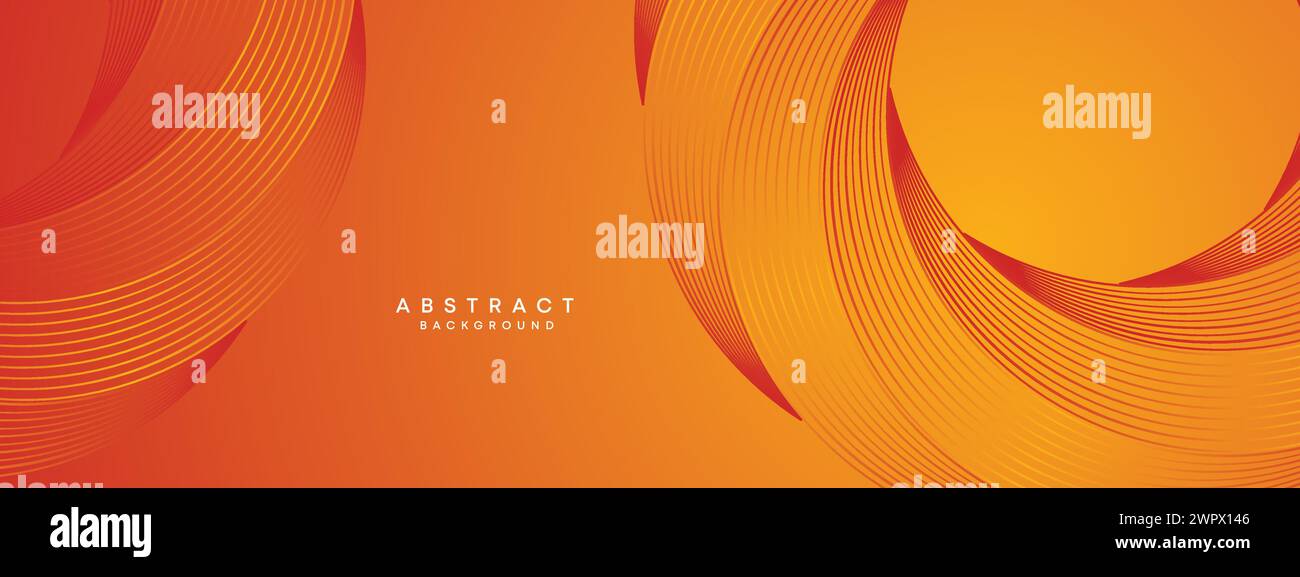 Abstract Red Orange Waving Circles Lines Technology Background. Modern ...