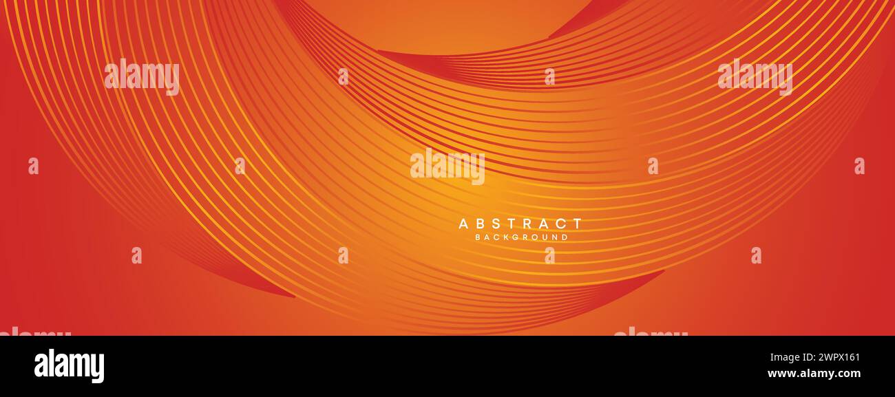 Abstract Red Orange Waving Circles Lines Technology Background. Modern ...