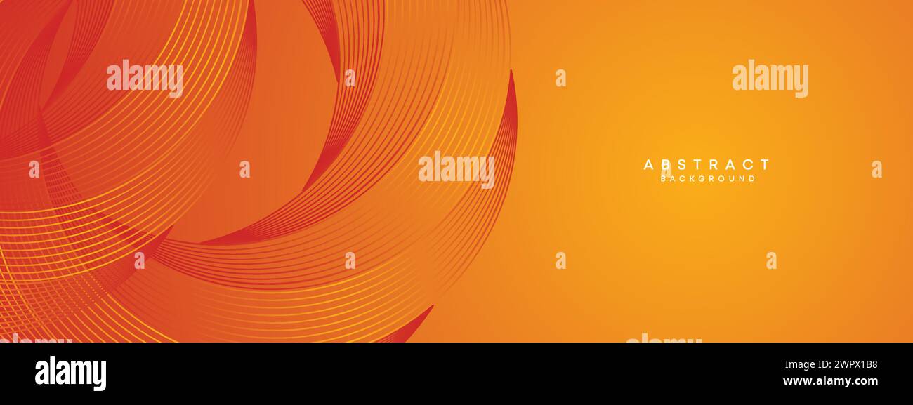 Abstract Red Orange Waving Circles Lines Technology Background. Modern ...