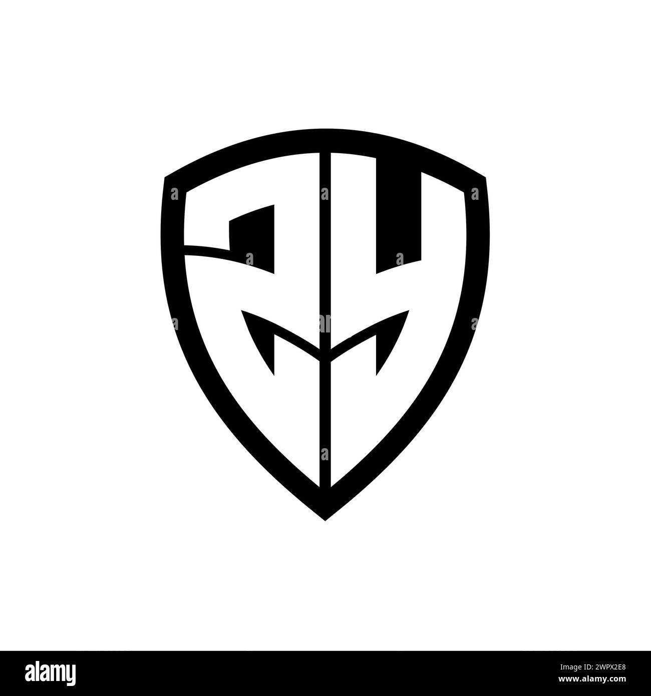 ZY monogram logo with bold letters shield shape with black and white ...