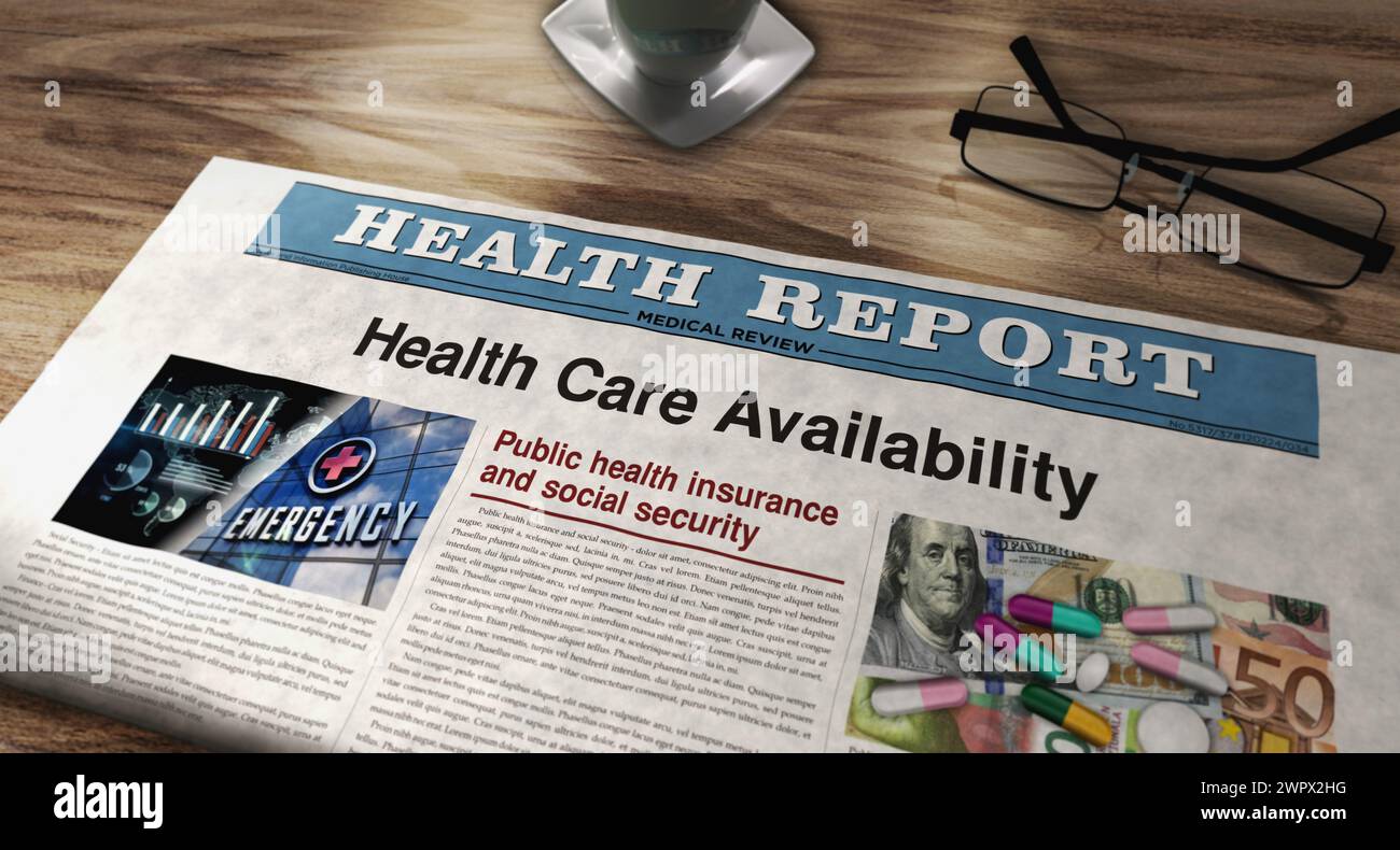 Health care availability and public insurence daily newspaper on table ...