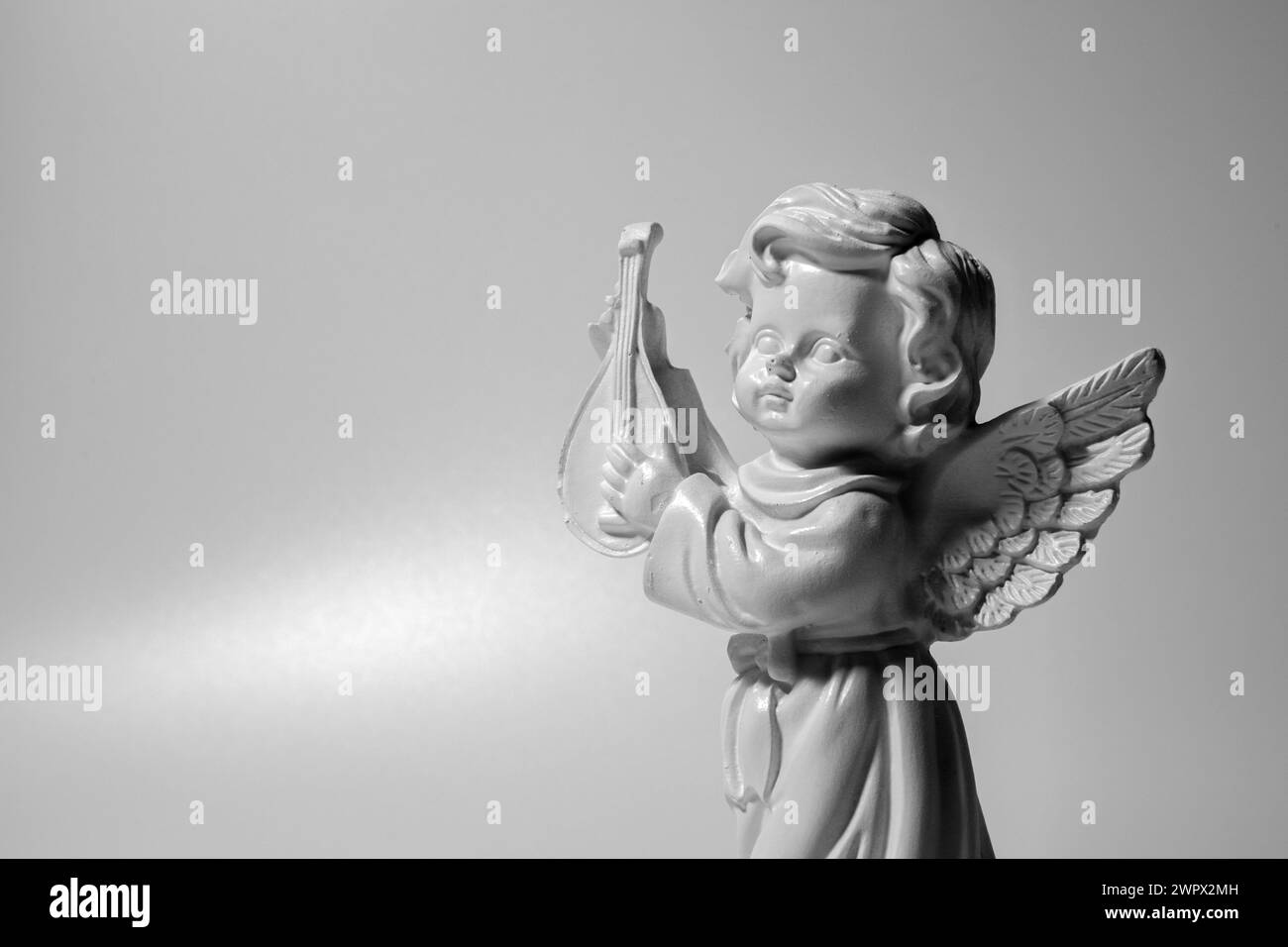 Death concept. Little beautiful angel crying as symbol of pain, fear ...