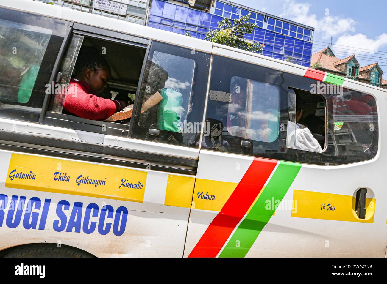 Nairobi, Nairobi, Kenya. 9th Mar, 2024. A matatu going down a street in ...