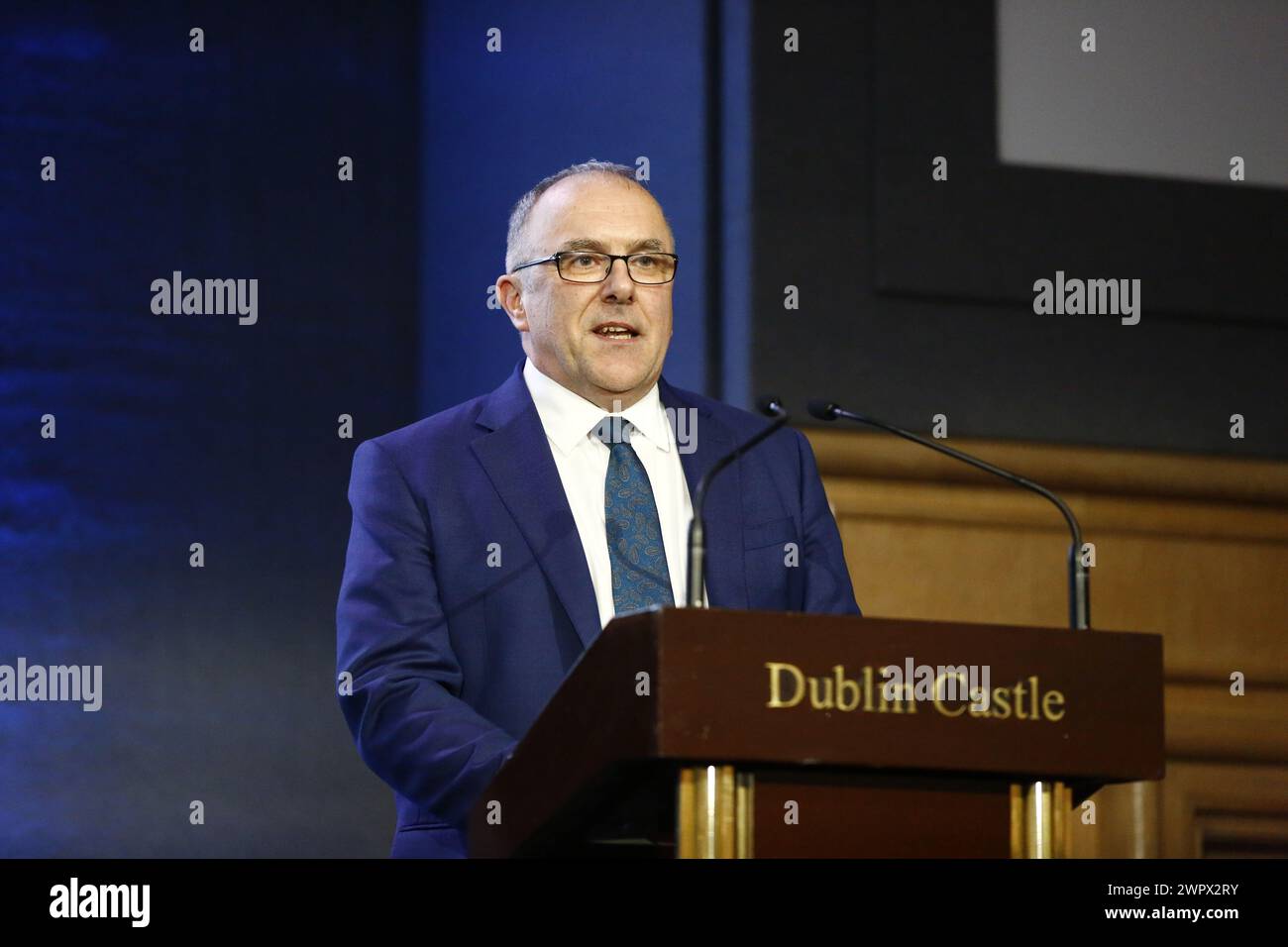 Refenda Returning Officer Barry Ryan, at Dublin castle, reads the final ...