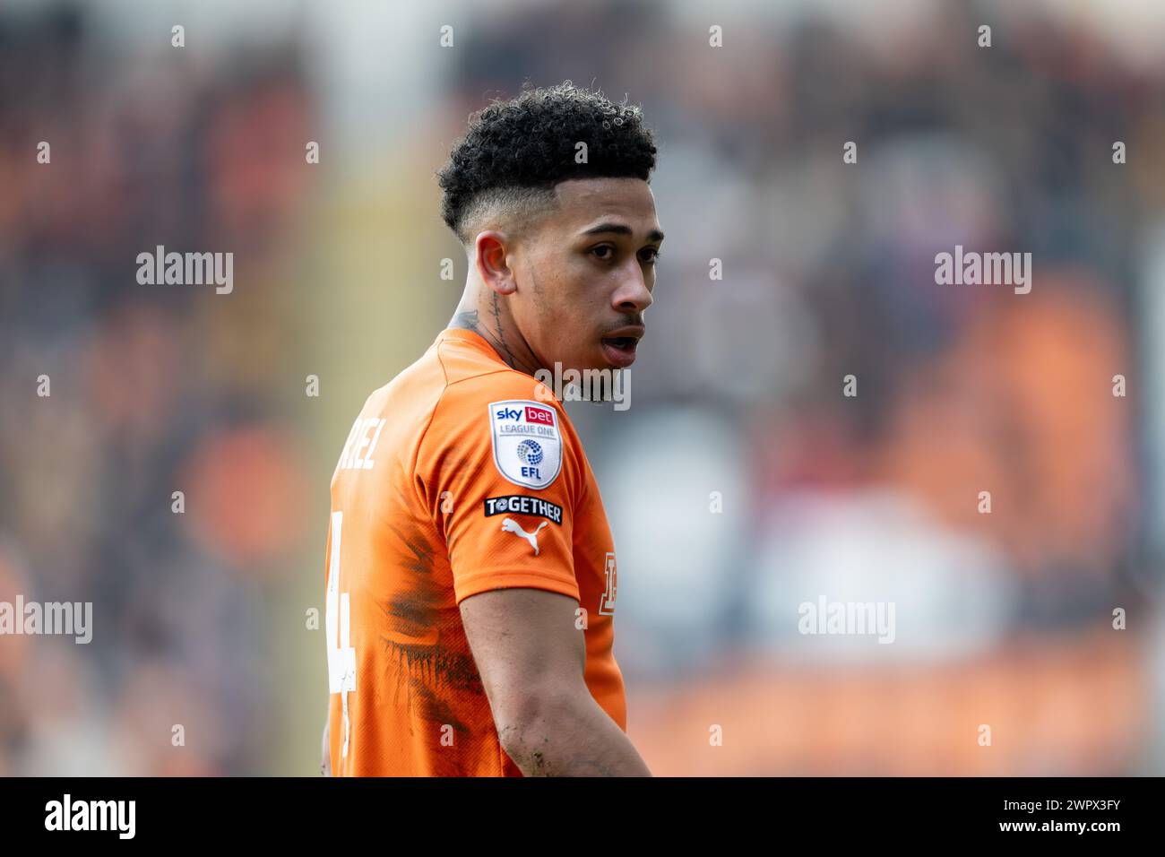 Jordan Lawrence-Gabriel of Blackpool during the Sky Bet League 1 match ...
