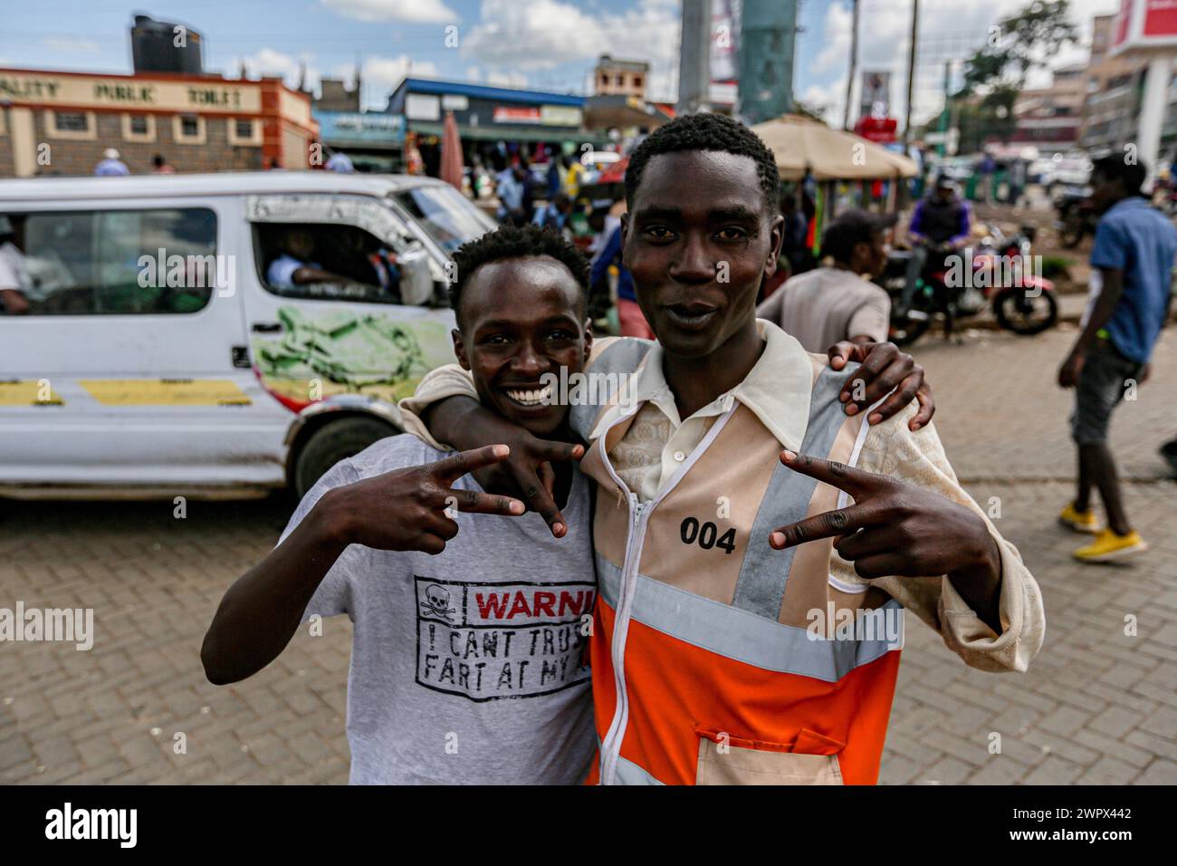 Nairobi, Nairobi, Kenya. 9th Mar, 2024. Two makangas or matatu workers ...