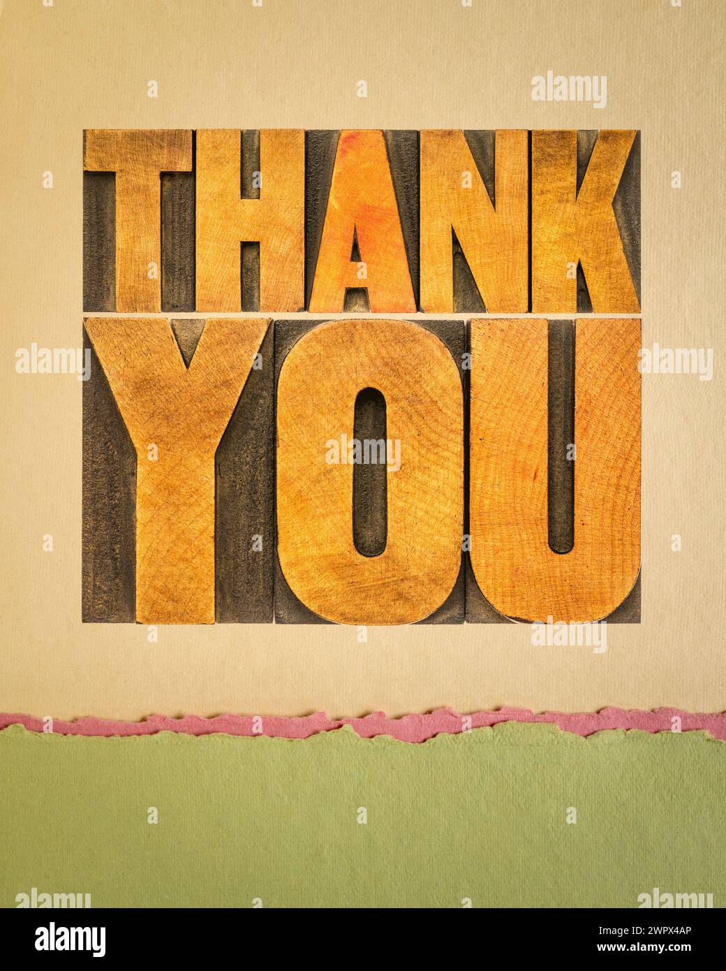 thank you, word abstract in vintage letterpress wood type on art paper ...
