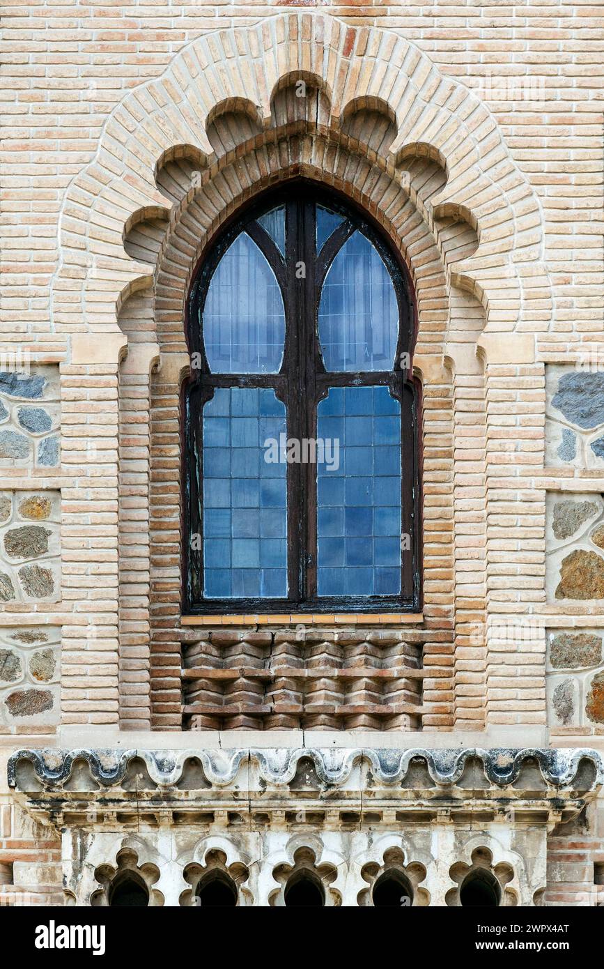 Ornate window in moorish style in Toledo railway station, Spain Stock ...