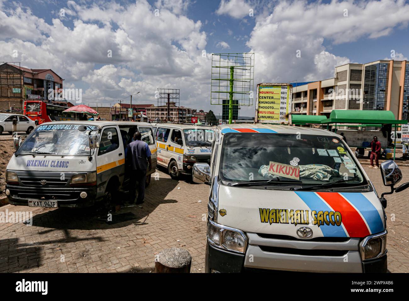 Nairobi, Nairobi, Kenya. 9th Mar, 2024. Small matatu vans are parked ...