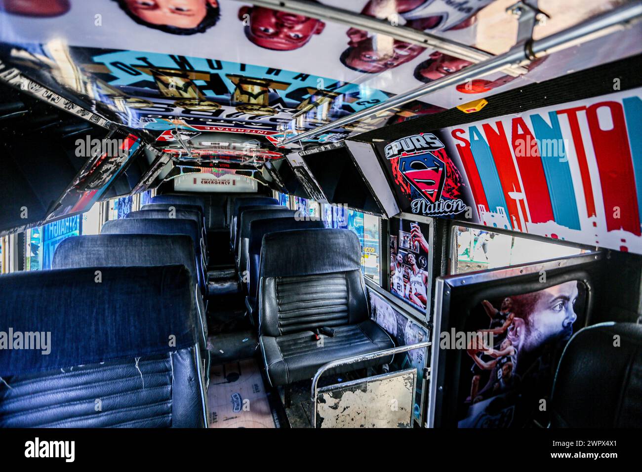 Nairobi, Nairobi, Kenya. 9th Mar, 2024. The interior of a matatu themed ...