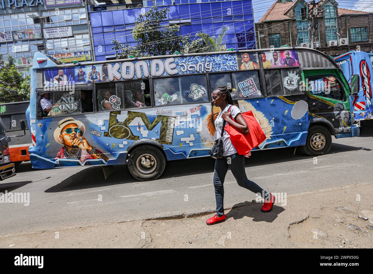 Nairobi, Nairobi, Kenya. 9th Mar, 2024. The side view of a matatu in ...