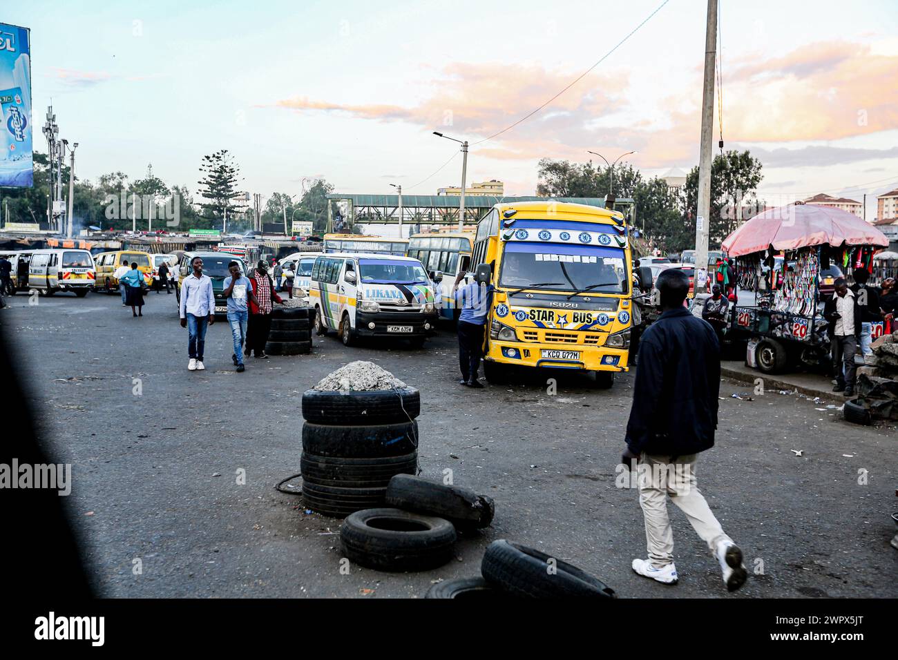 Nairobi, Nairobi, Kenya. 9th Mar, 2024. Matatus parked in a central hub ...