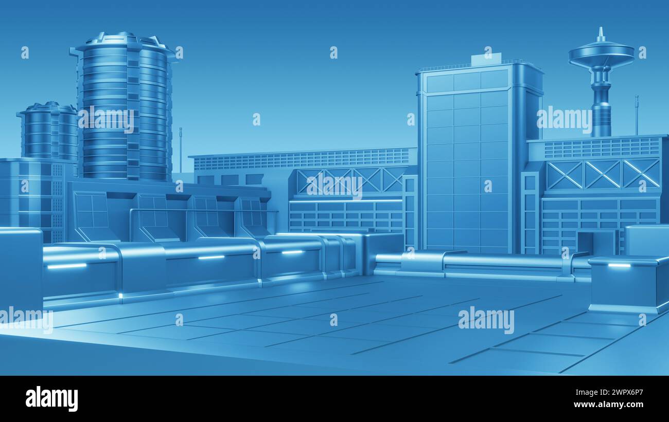 The Futuristic Factory Landmark. Abstract Industrial And Business ...