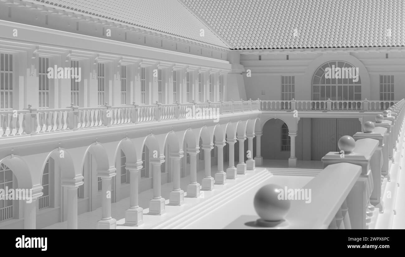 View From Balcony Of Vintage Palace In Italian Style. Generic ...