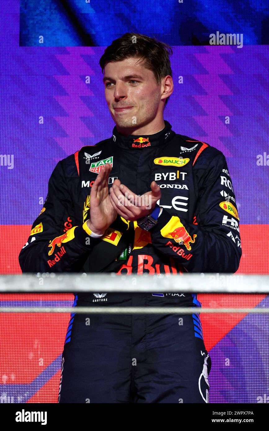 Jeddah, Saudi Arabia. 09th Mar, 2024. Race winner Max Verstappen (NLD) Red Bull Racing ...