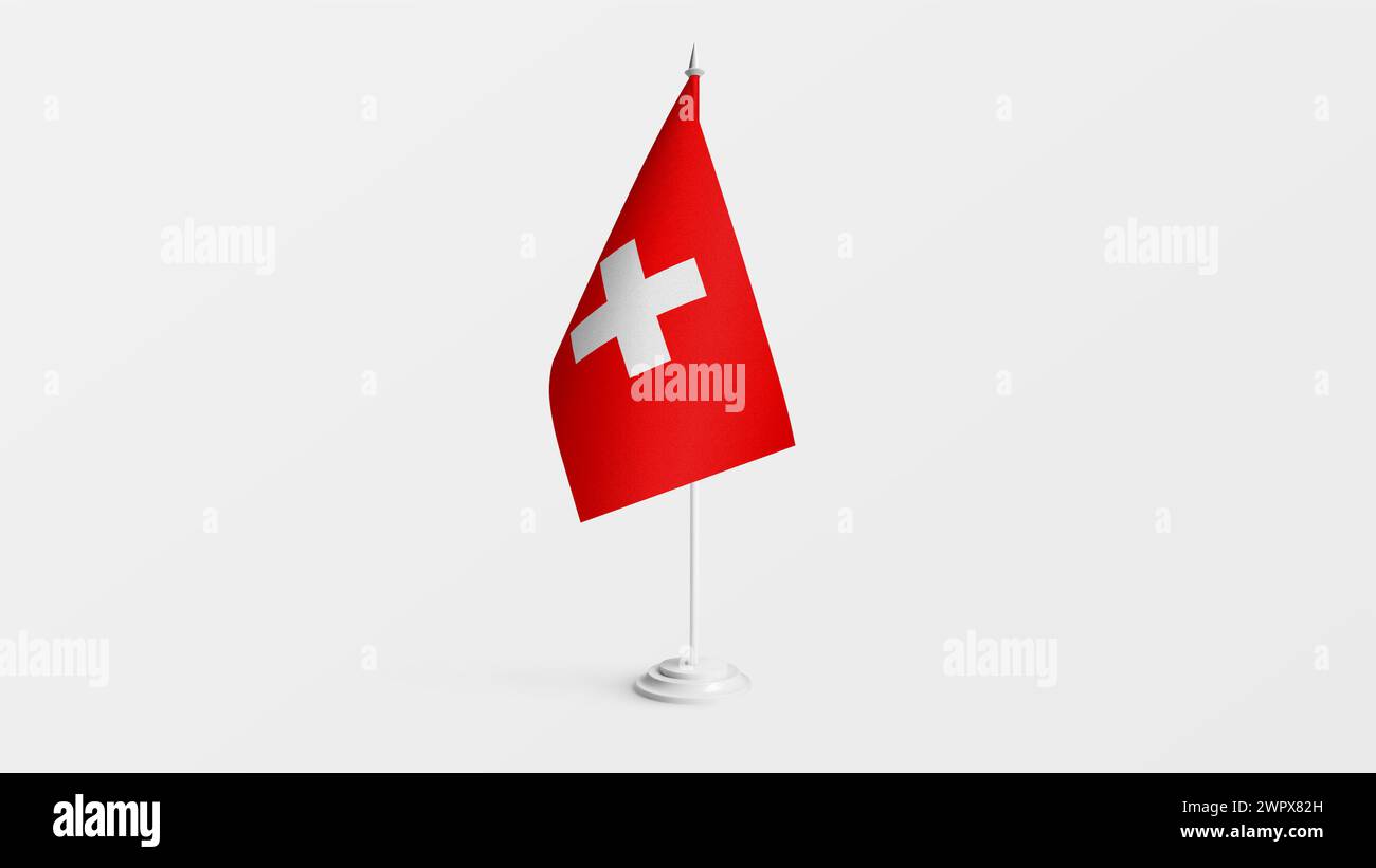 Switzerland national flag on stick isolated on white background ...