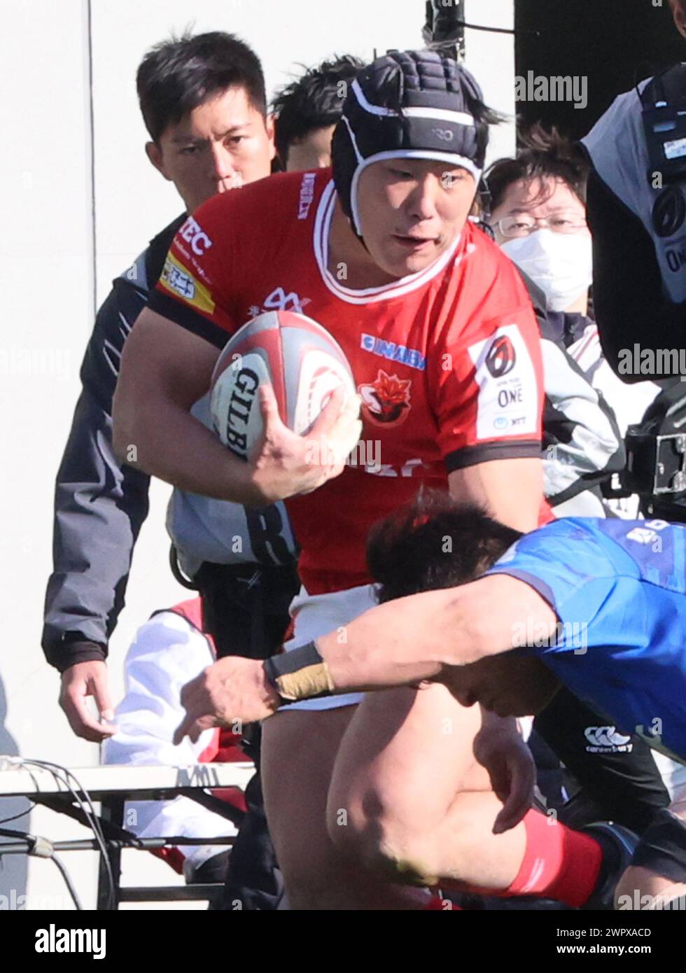 Kumagaya, Japan. 9th Mar, 2024. Toshiba Brave Lupus Tokyo hooker Mamoru ...