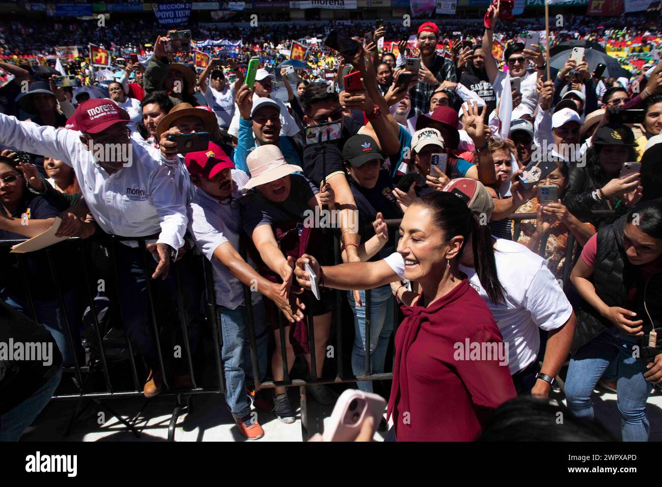 Dra Claudia Sheinbaum Pardo arriving at the Morelos stadium in Morelia ...