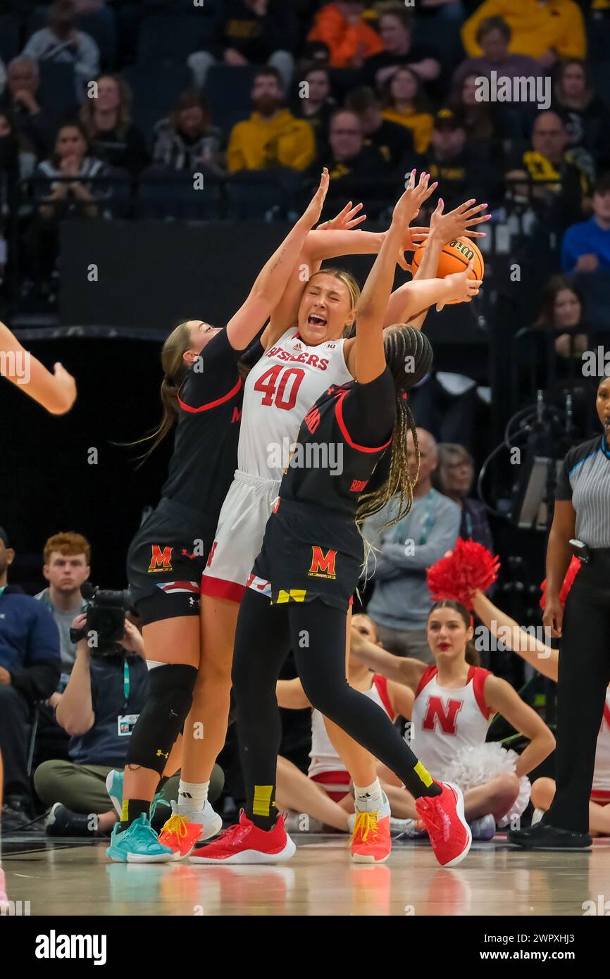 Minneapolis, Minnesota, USA. 9th Mar, 2024. Nebraska Cornhuskers center ...