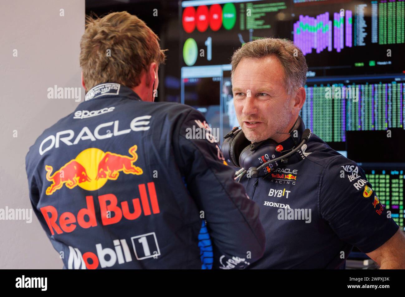 Jeddah, Saudi Arabia. 8th Mar, 2024. #1 Max Verstappen (NLD, Oracle Red Bull Racing), Christian ...