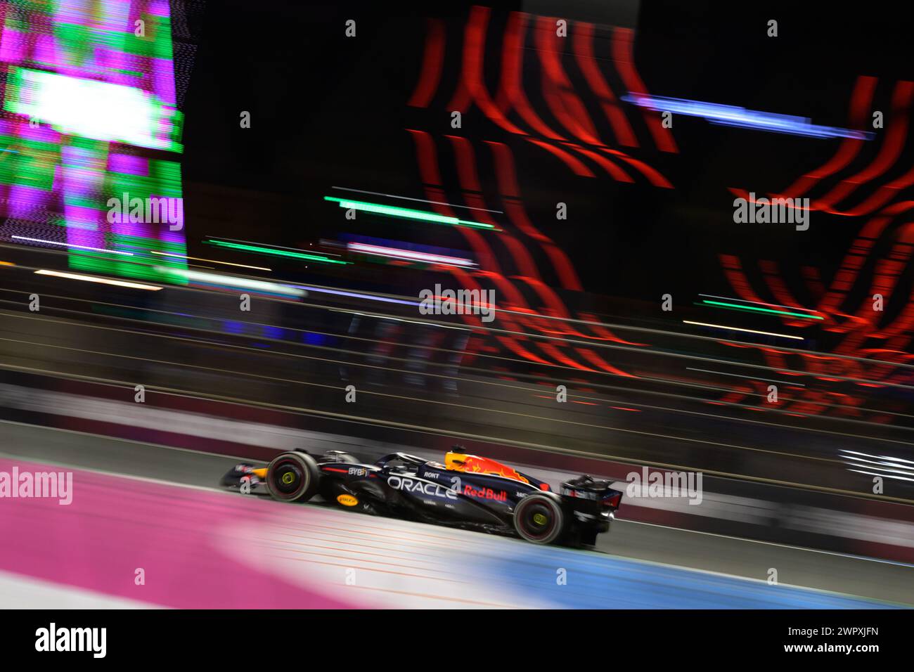 Jeddah, Saudi Arabia. 9th March 2024. Max Verstappen of Oracle Red Bull Racing During Race ...