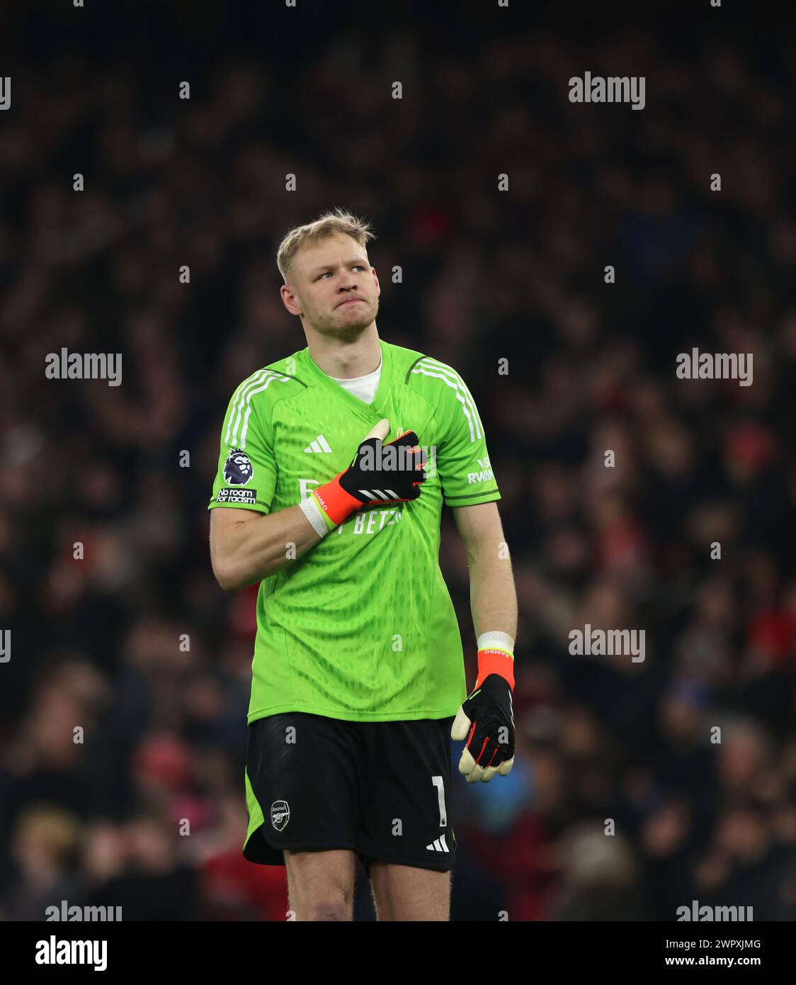 London, UK. 09th Mar, 2024. Aaron Ramsdale (A) at the Arsenal v ...