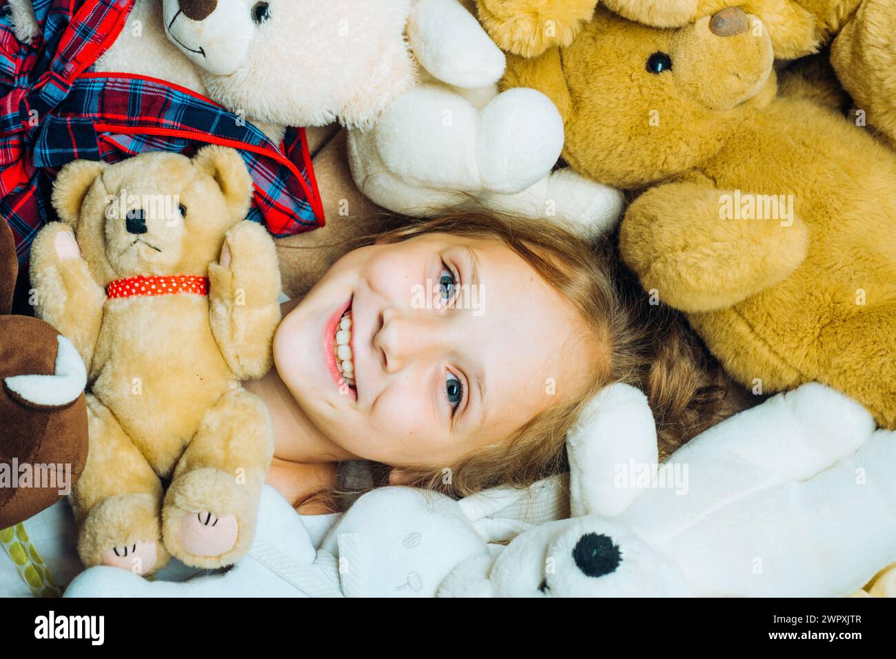 Toys dream. Kid girl dreams near tiys teddy. Childhood dream ...