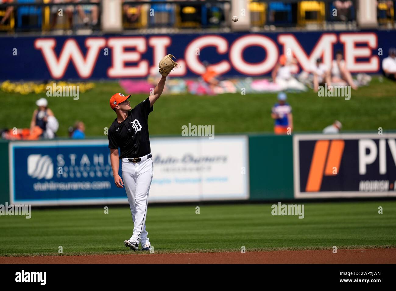 Detroit Tigers Starting Pitcher Matt Manning Warms Up Before A Spring