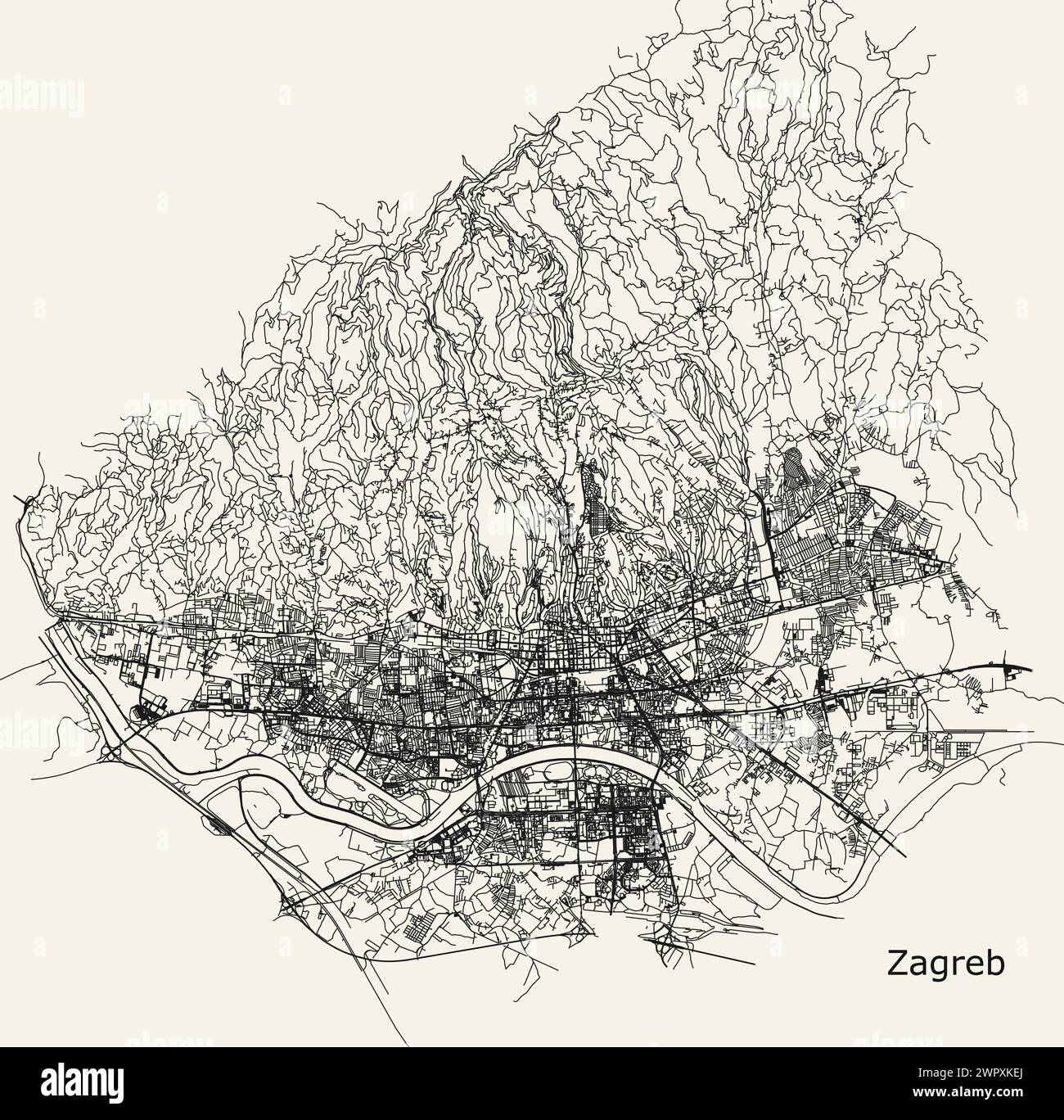 Vector city road map of Zagreb, Croatia Stock Vector Image & Art - Alamy