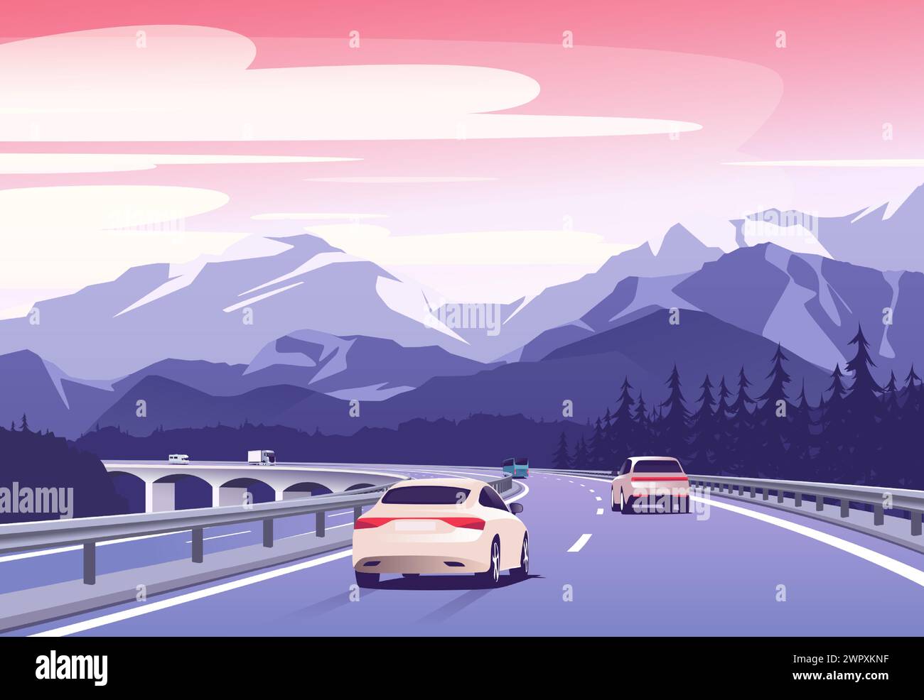 Beautiful mountain road in alps Stock Vector Images - Alamy