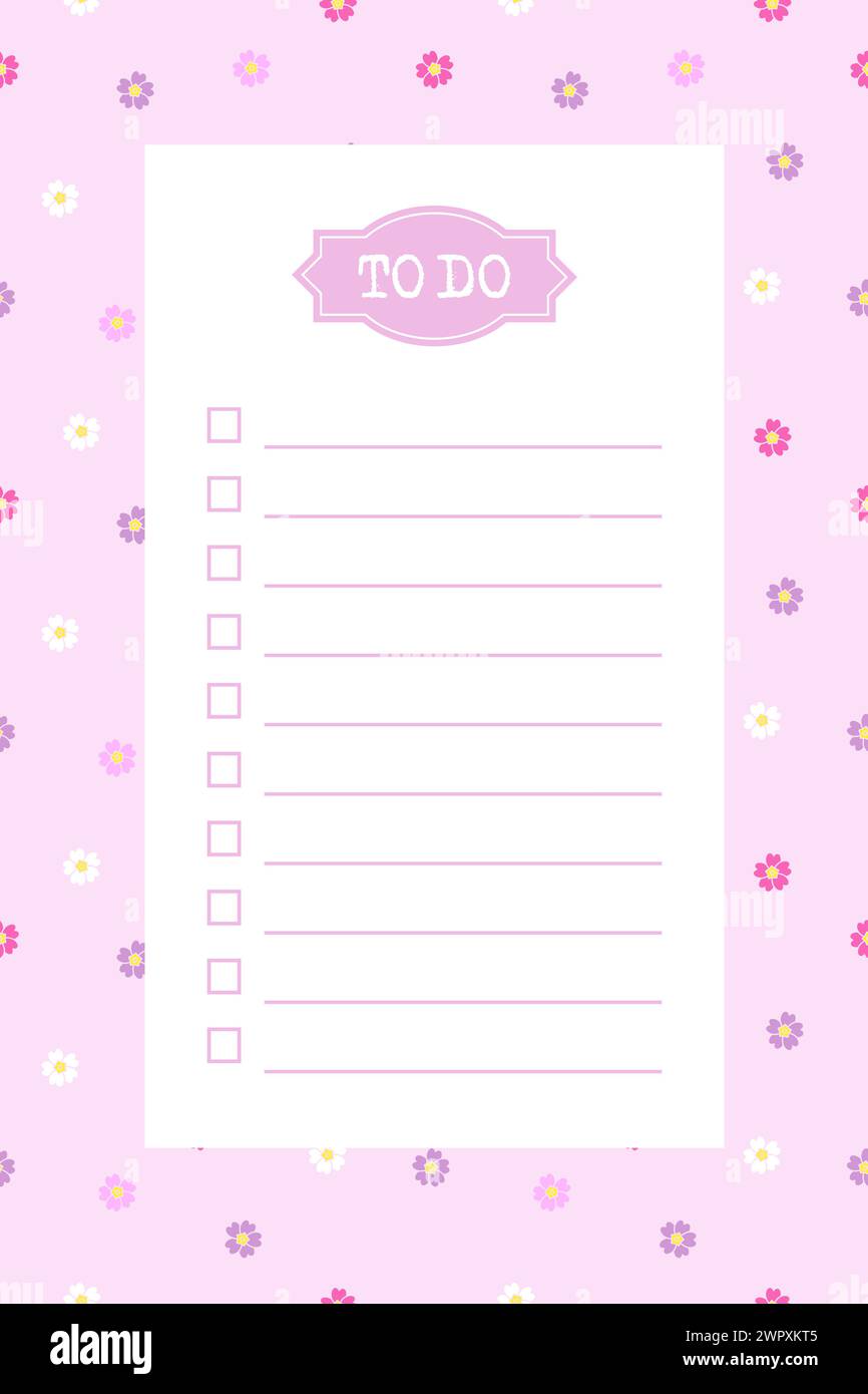 To do list blank template with check box, floral primrose background ...