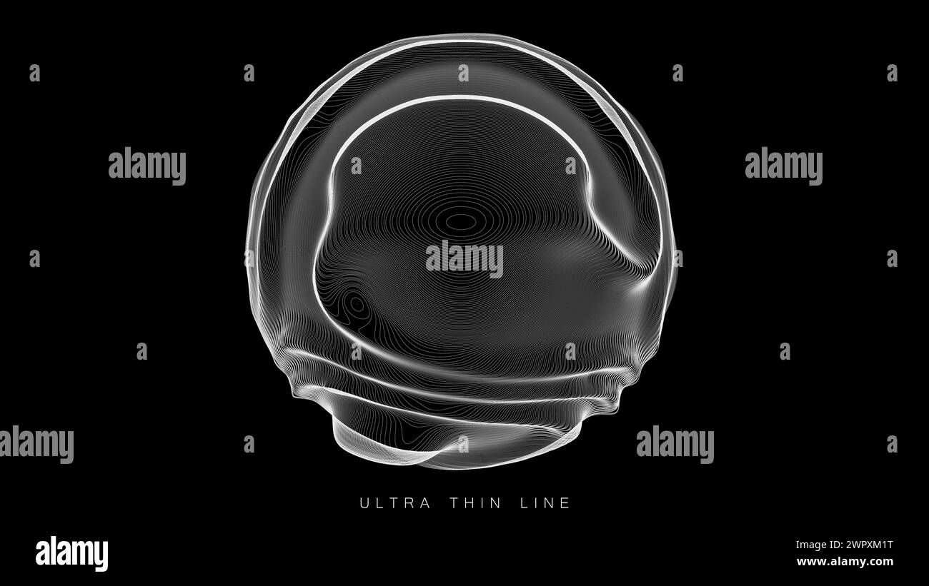 Ultra thin line fluid geometry. Dynamic vector distorted spheres Stock ...
