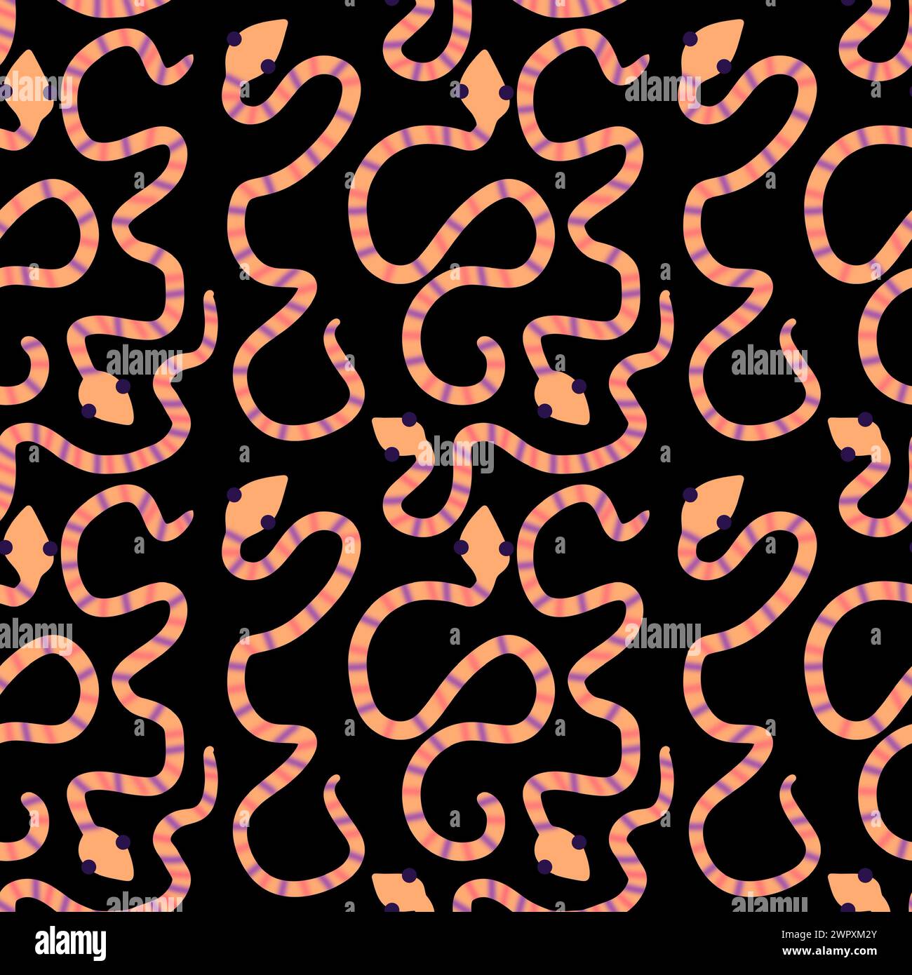 Summer cartoon animals seamless snake pattern for wrapping paper and ...