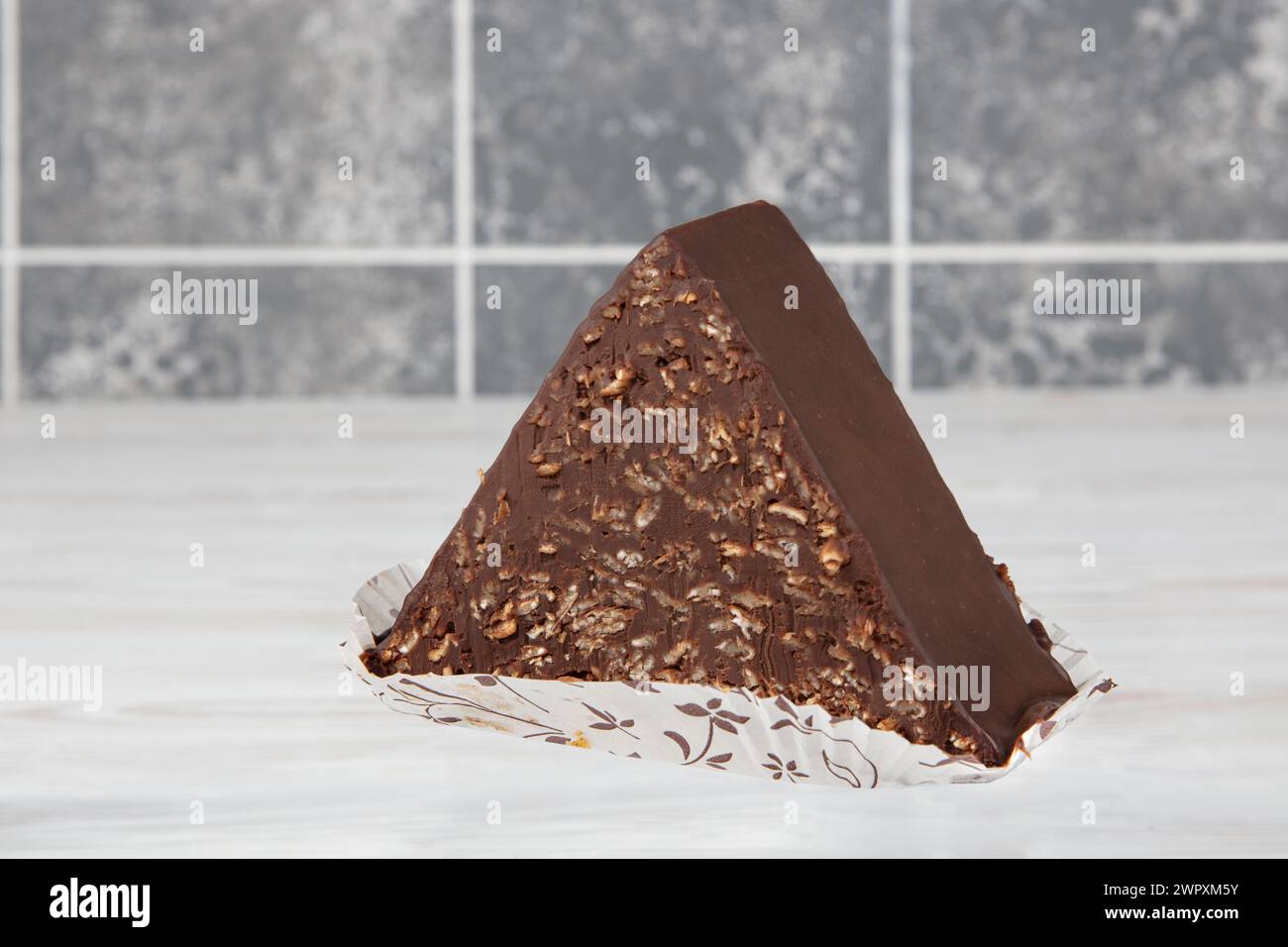 Mosaic Chocolate and Biscuit Cake with chocolate sauce. Chocolate ...