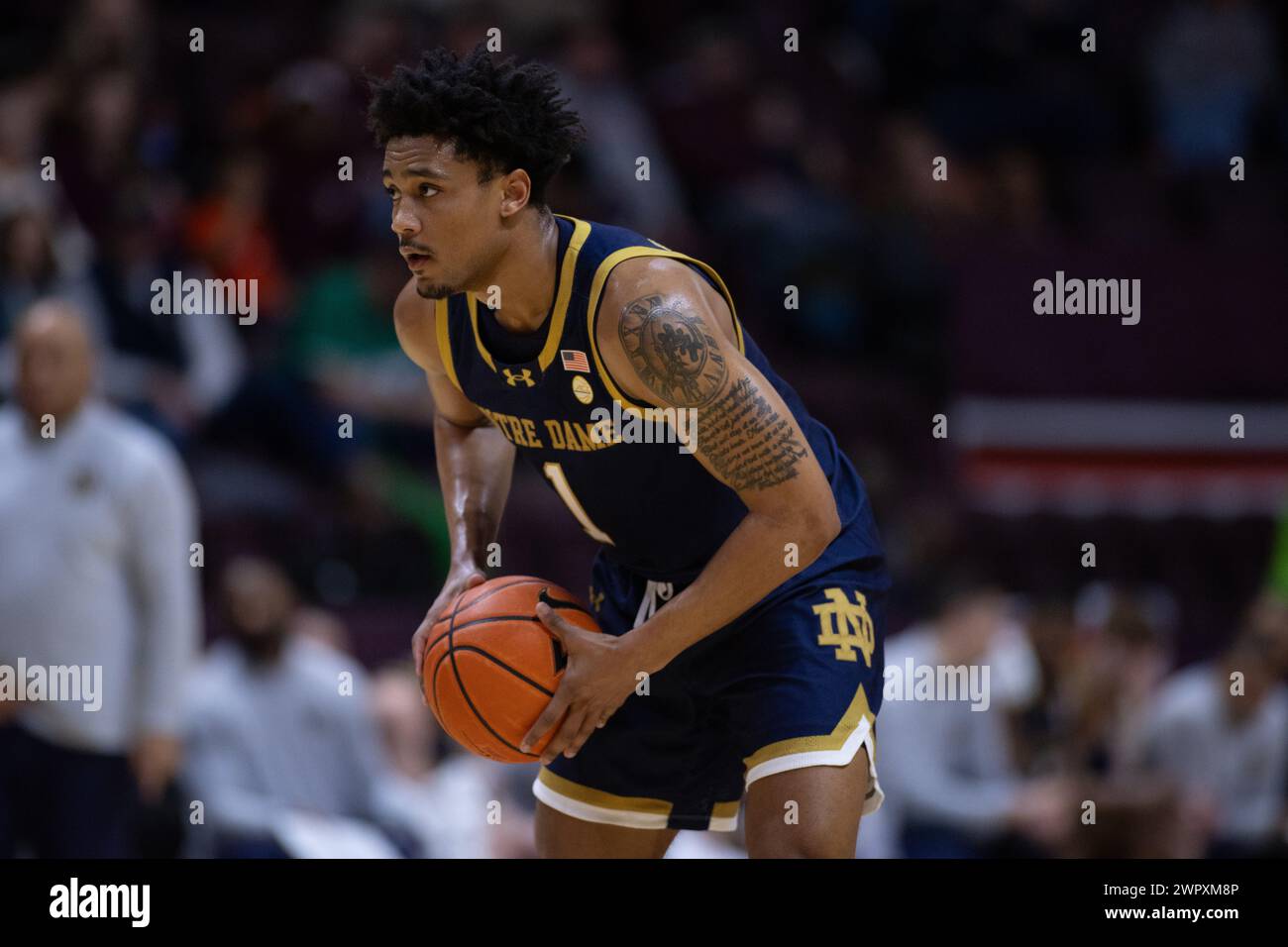 Blacksburg, VA, USA. 9th Mar, 2024. Notre Dame Fighting Irish guard ...