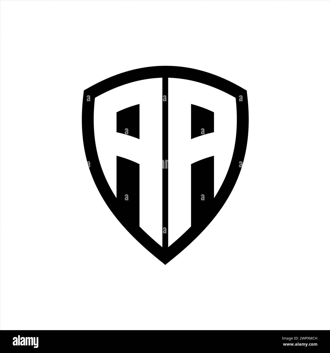 AA monogram logo with bold letters shield shape with black and white ...