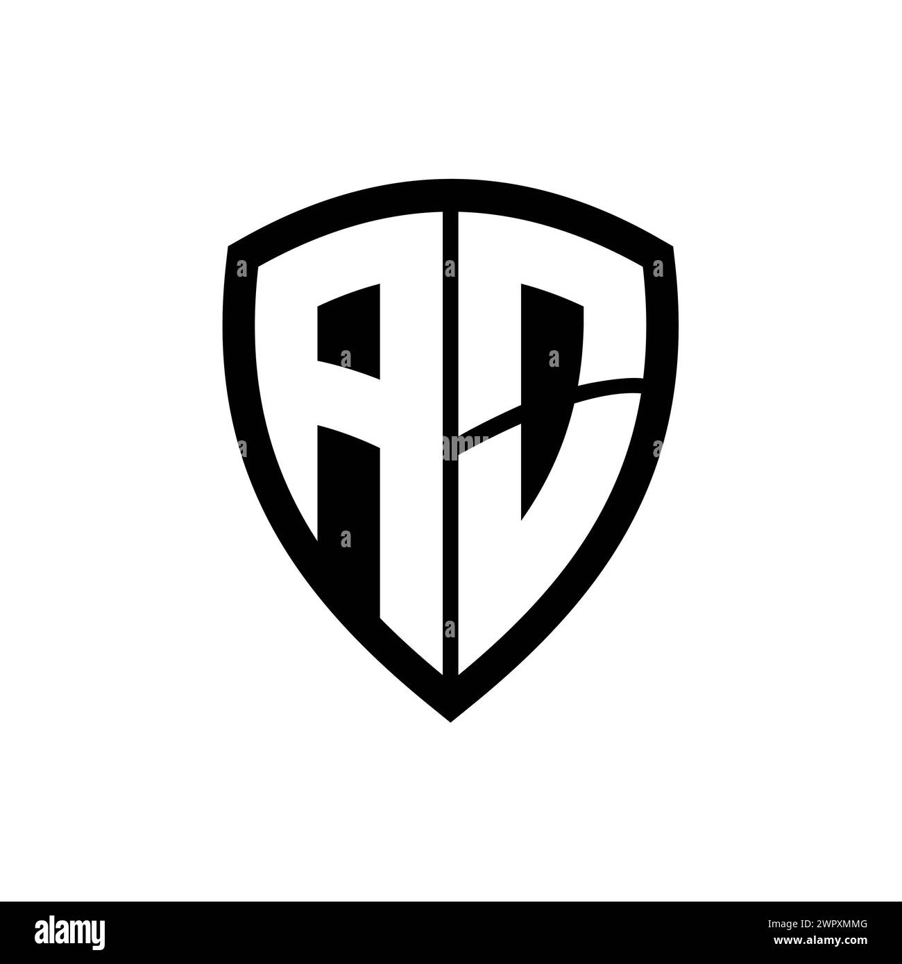 AO monogram logo with bold letters shield shape with black and white ...