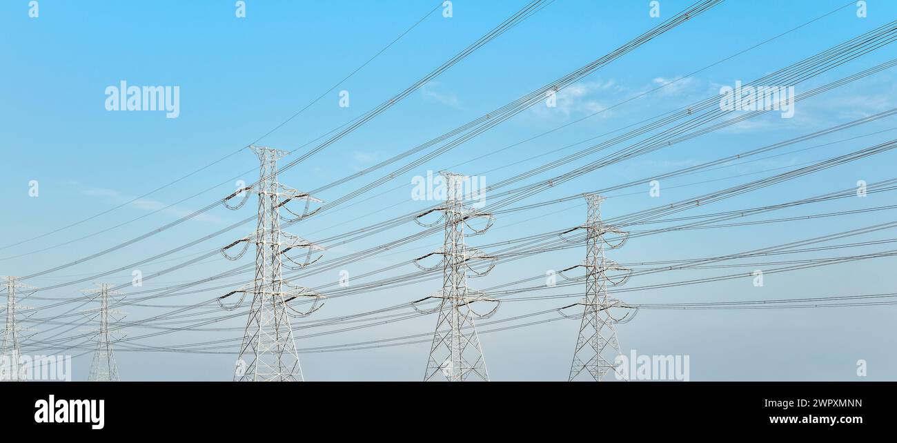 High voltage pylons cables hi-res stock photography and images - Alamy