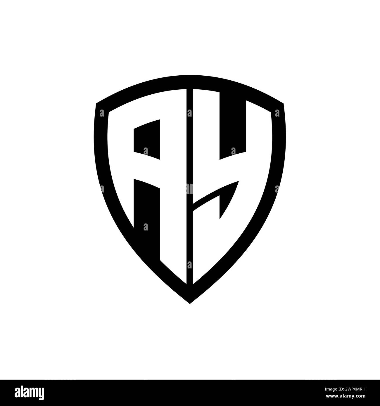 AY monogram logo with bold letters shield shape with black and white ...