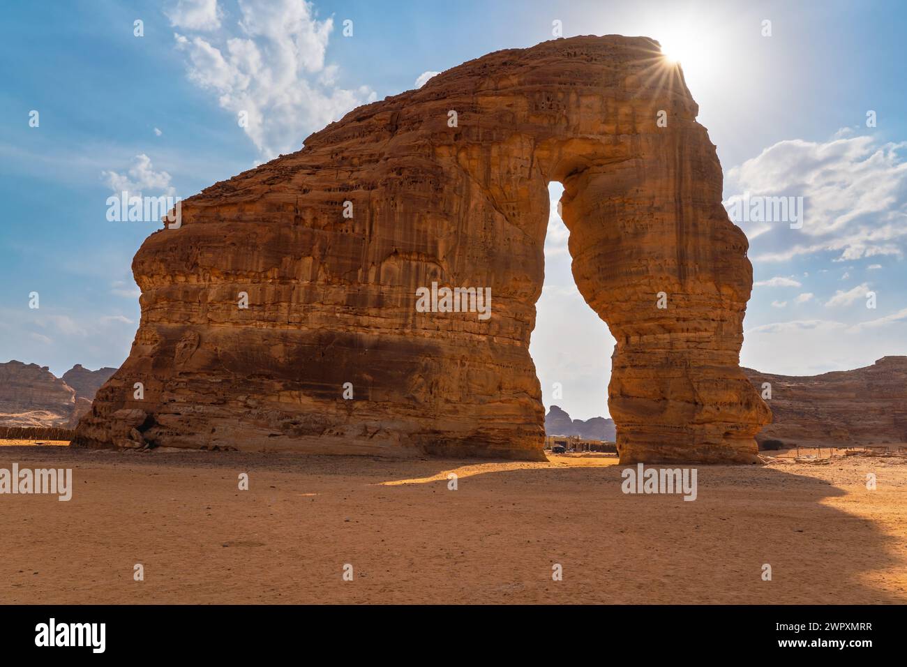 Jabal AlFil - Elephant Rock in Al Ula desert landscape, bright sun ...