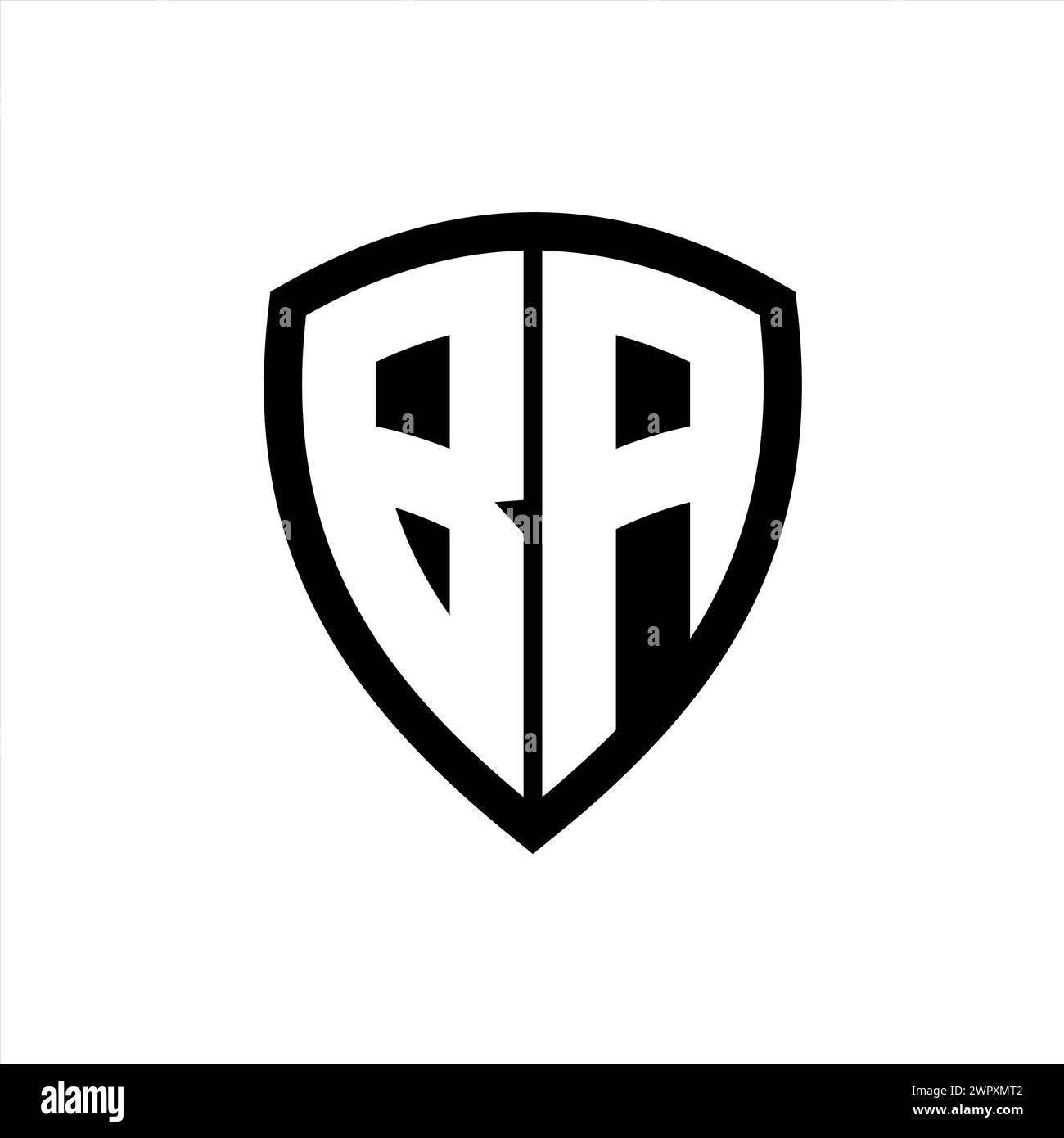 BA monogram logo with bold letters shield shape with black and white ...