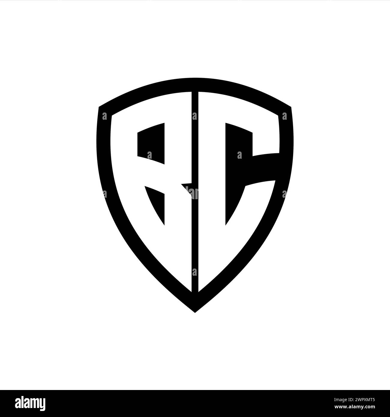 BC monogram logo with bold letters shield shape with black and white ...